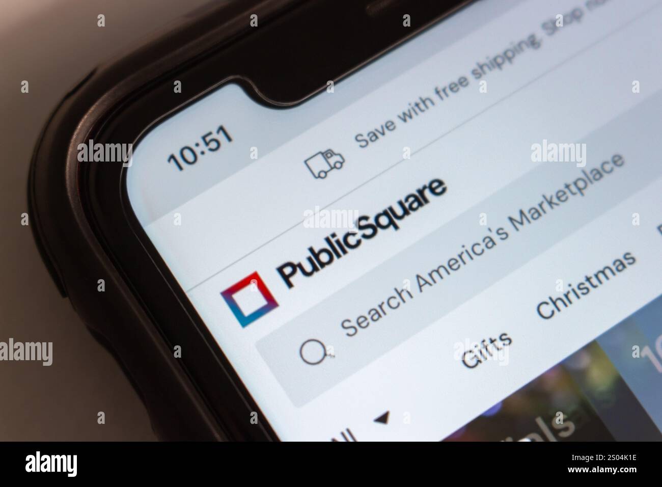 PublicSquare website is displayed on an iPhone. PS is a marketplace ...