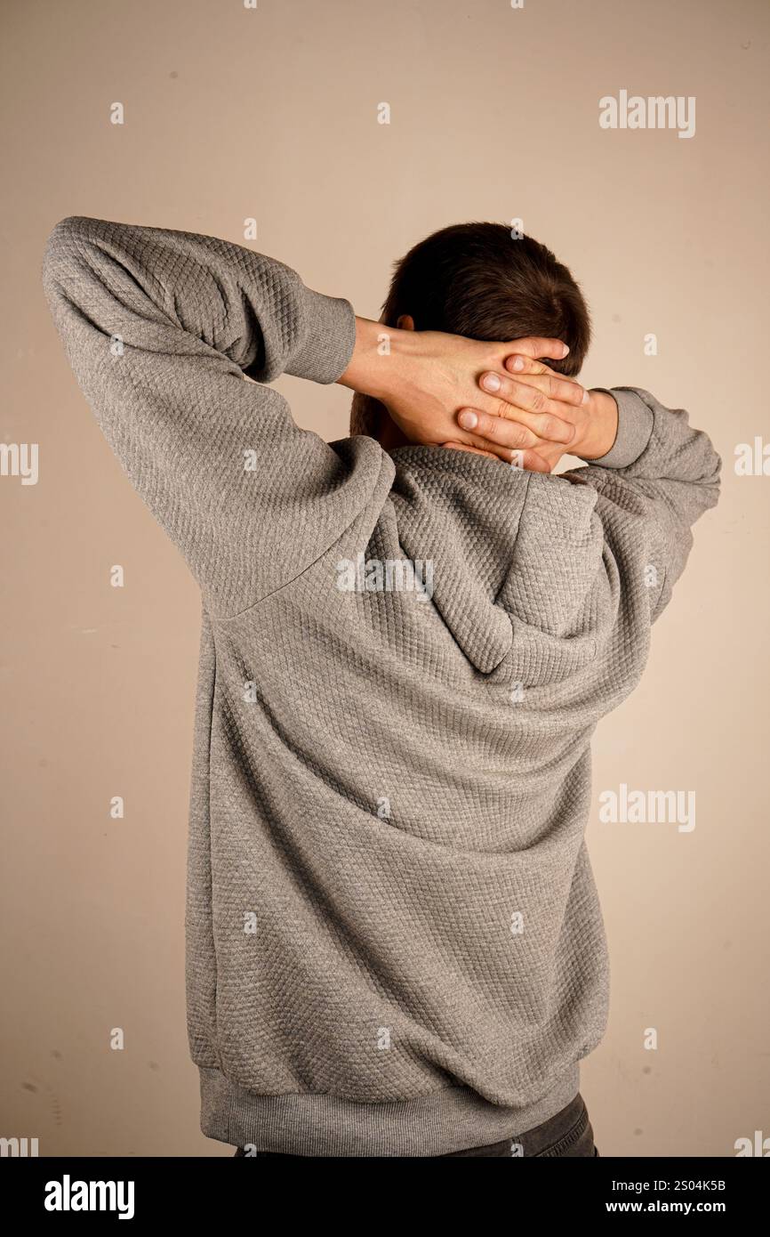 Silhouette man stretching arms neck hi-res stock photography and images ...