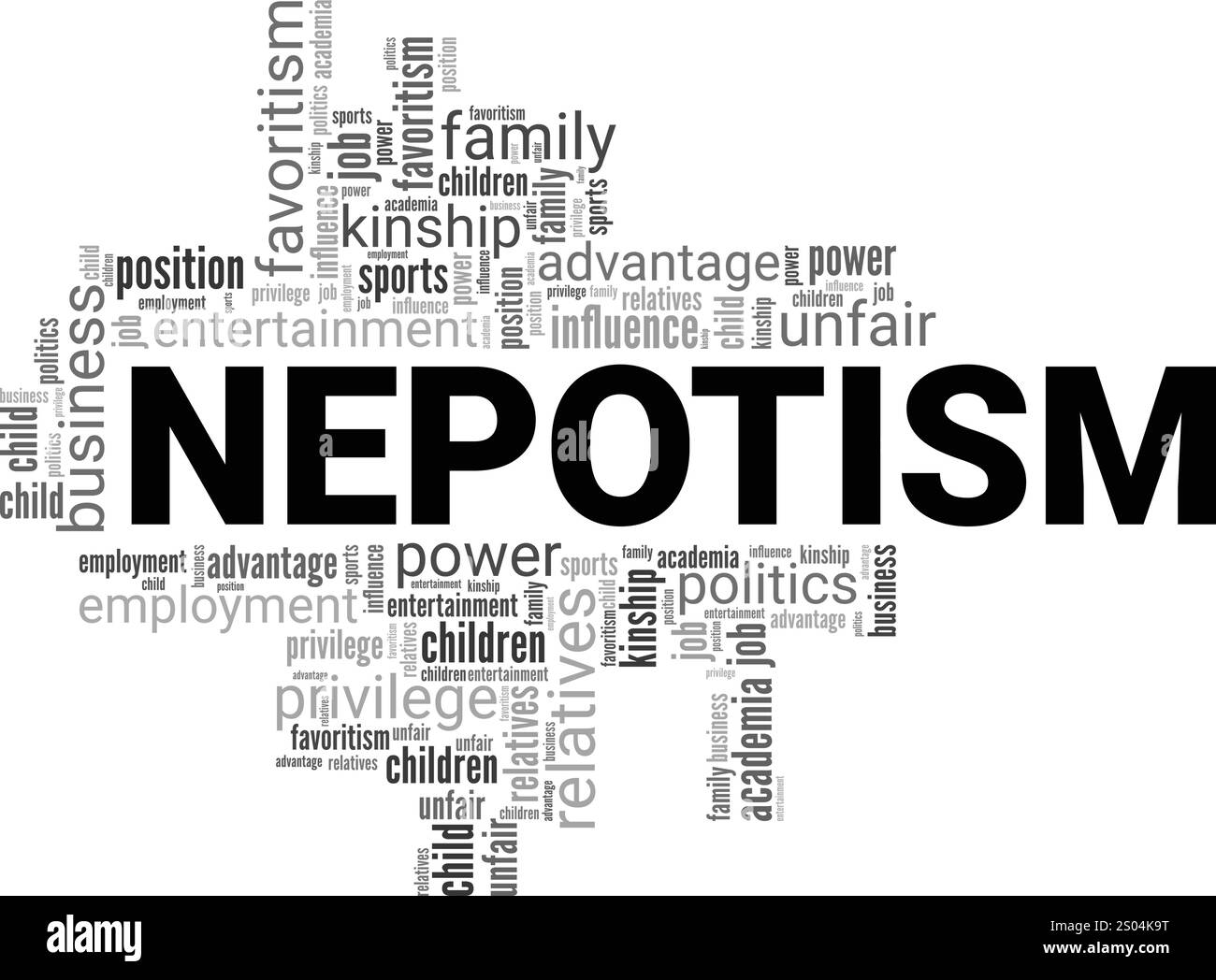 Nepotism word cloud conceptual design isolated on white background ...