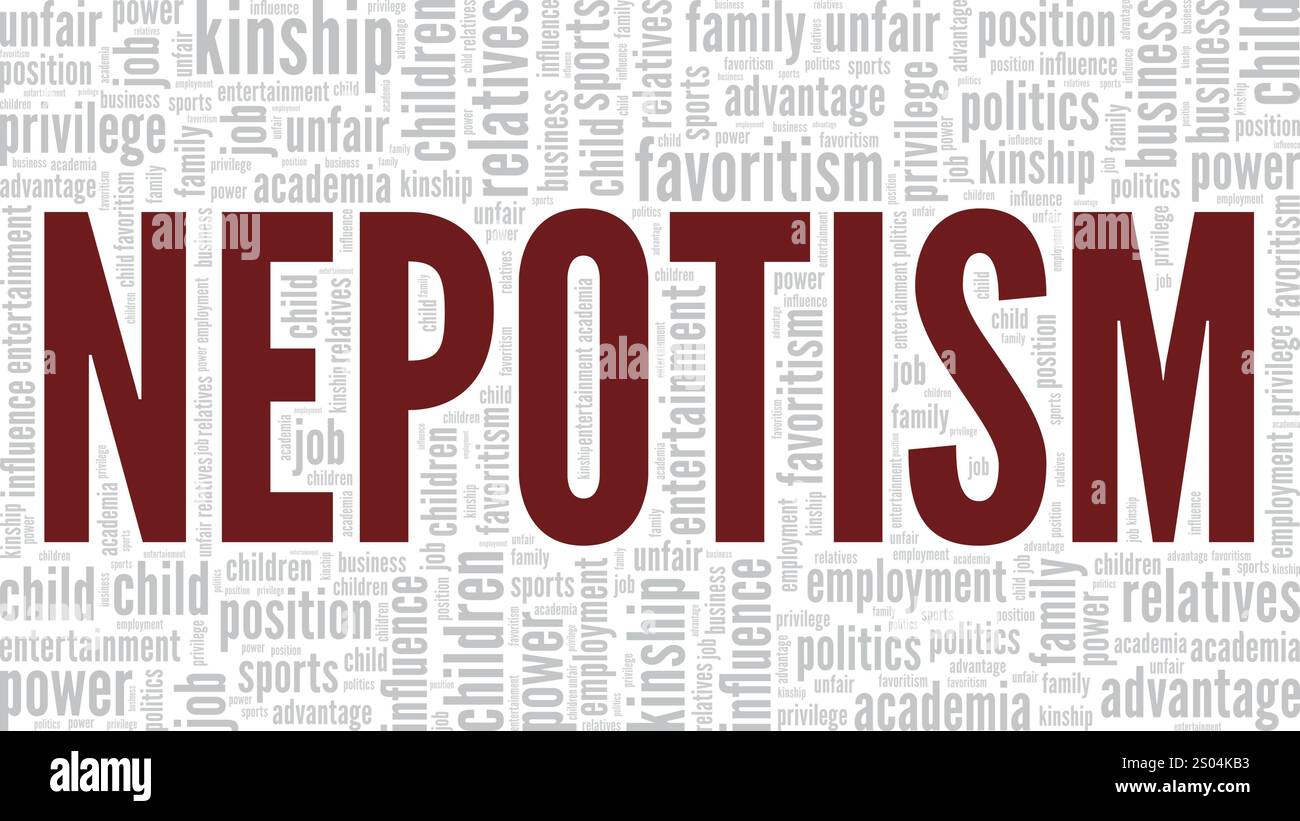 Nepotism word cloud conceptual design isolated on white background ...
