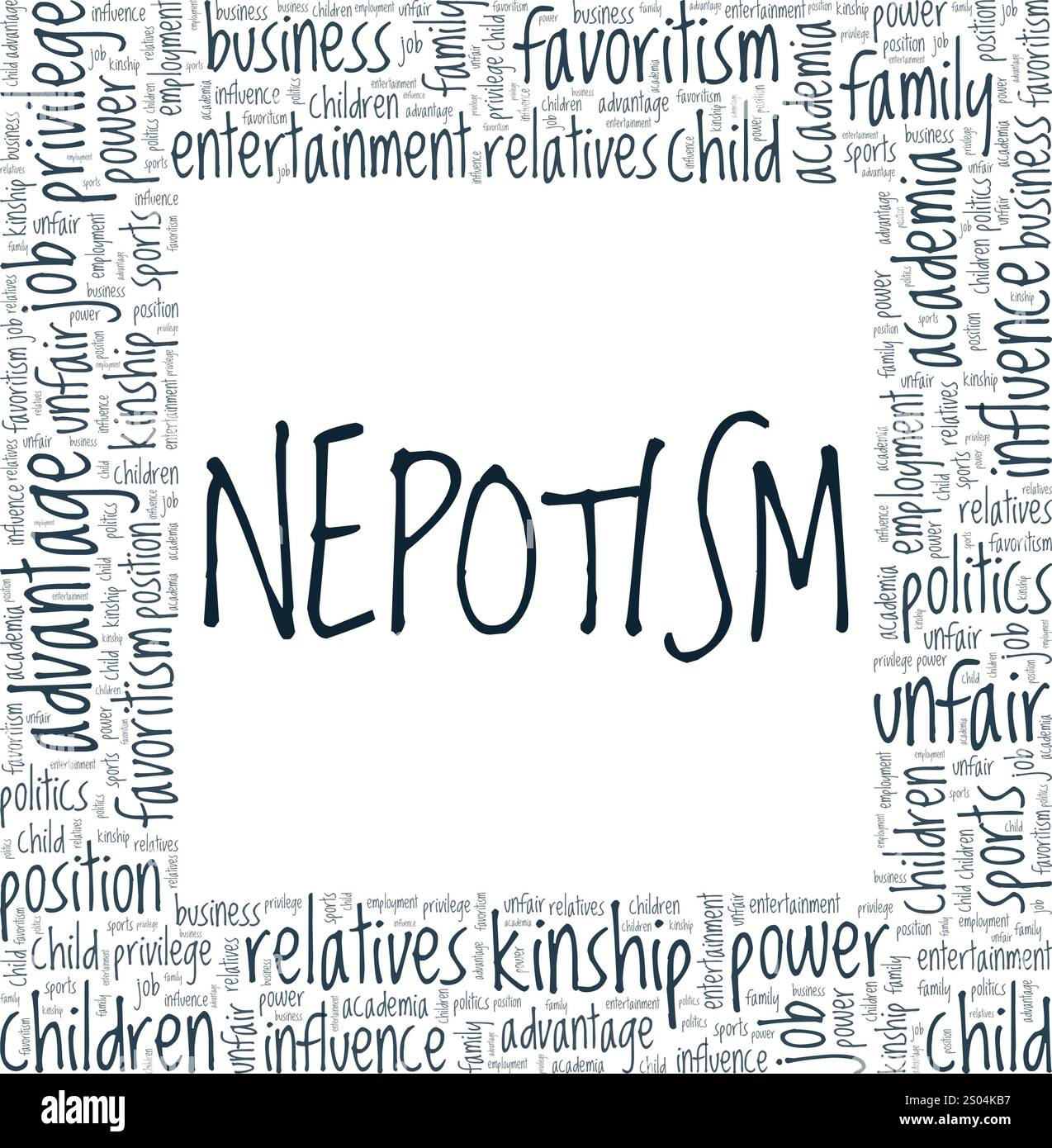 Nepotism word cloud conceptual design isolated on white background ...