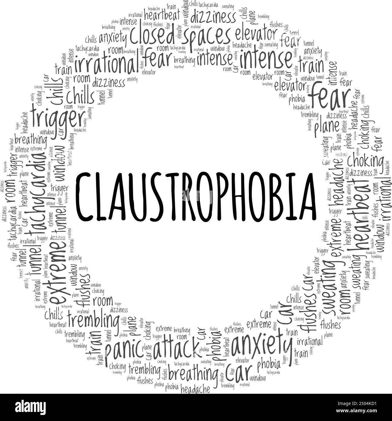 Claustrophobia word cloud conceptual design isolated on white ...