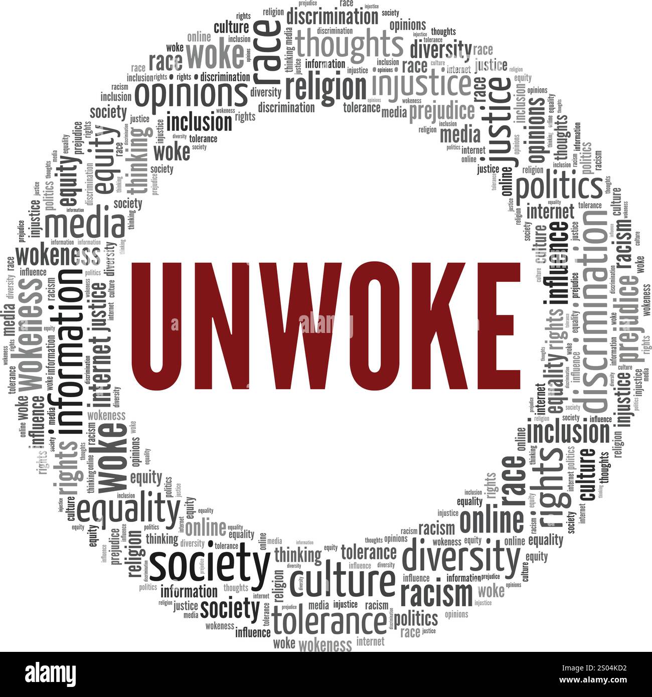 Unwoke word cloud conceptual design isolated on white background Stock ...
