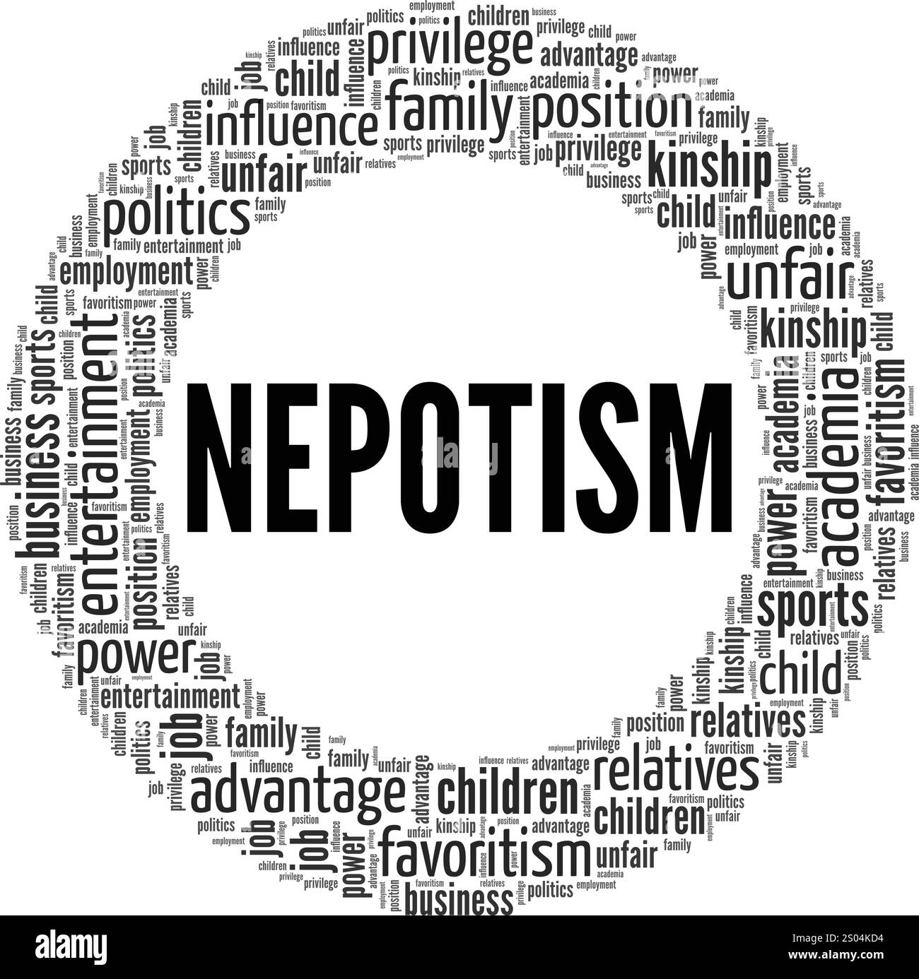 Nepotism word cloud conceptual design isolated on white background ...