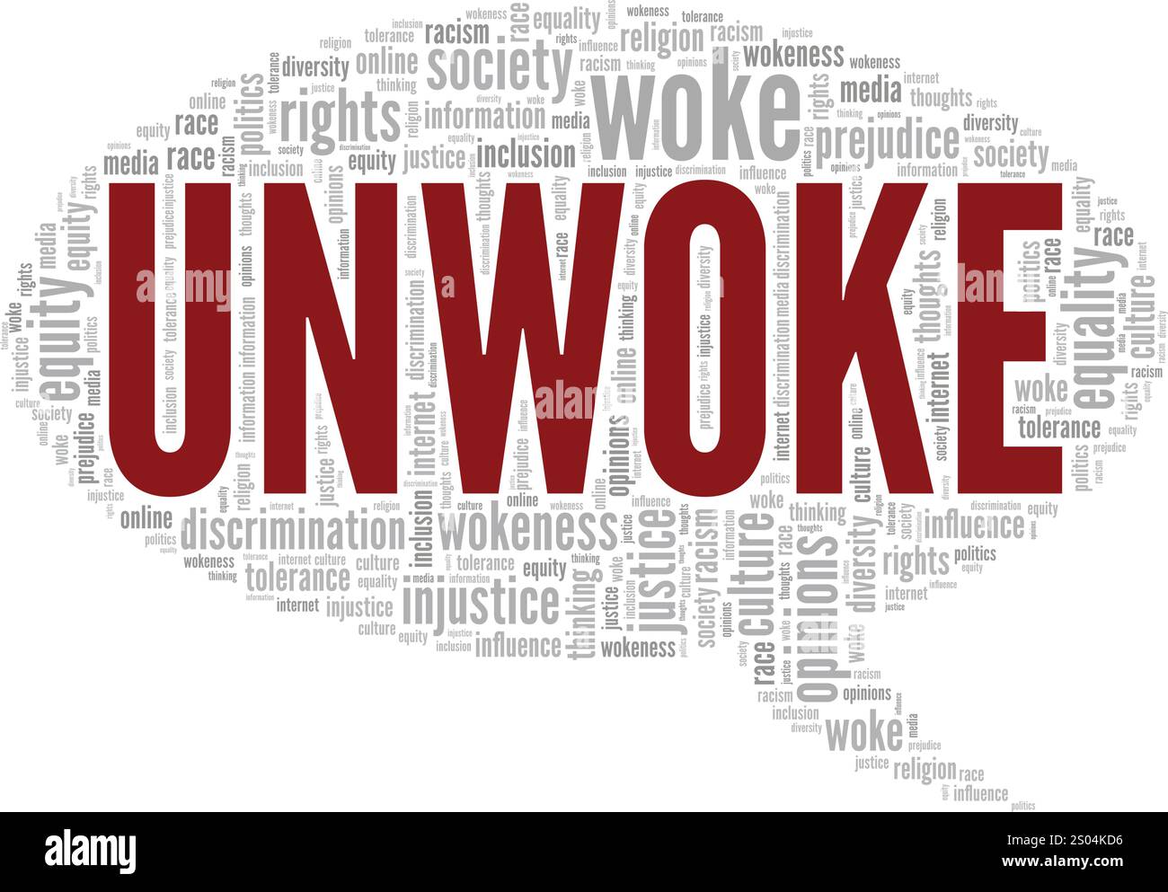 Unwoke word cloud conceptual design isolated on white background Stock ...