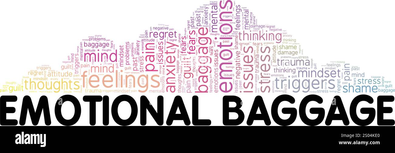 Emotional Baggage word cloud conceptual design isolated on white ...