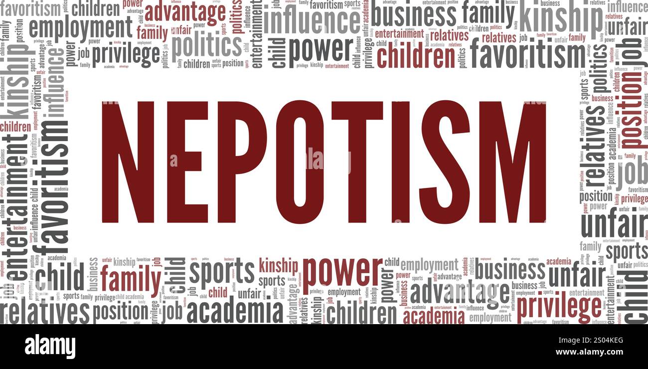 Nepotism word cloud conceptual design isolated on white background ...
