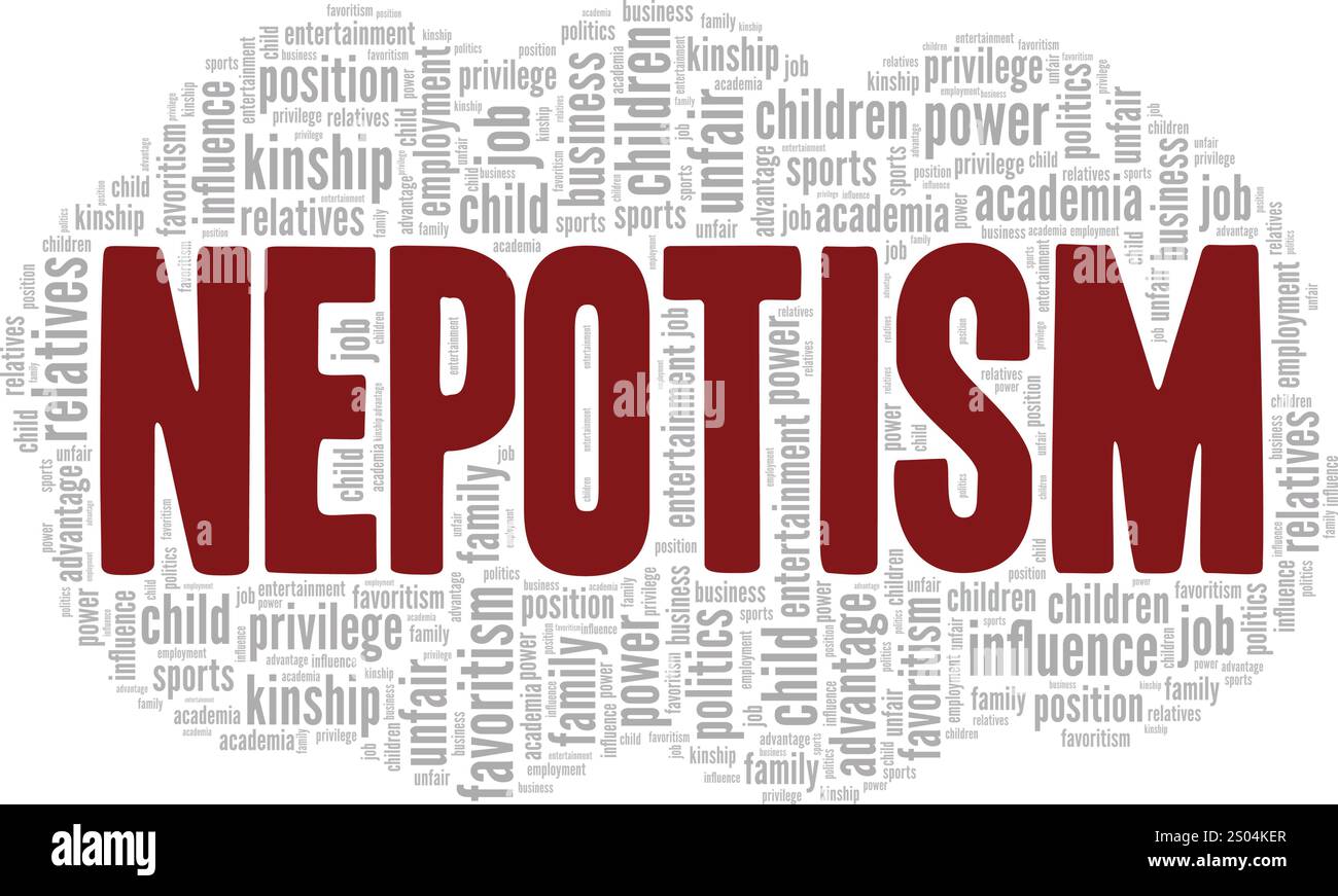 Nepotism word cloud conceptual design isolated on white background ...
