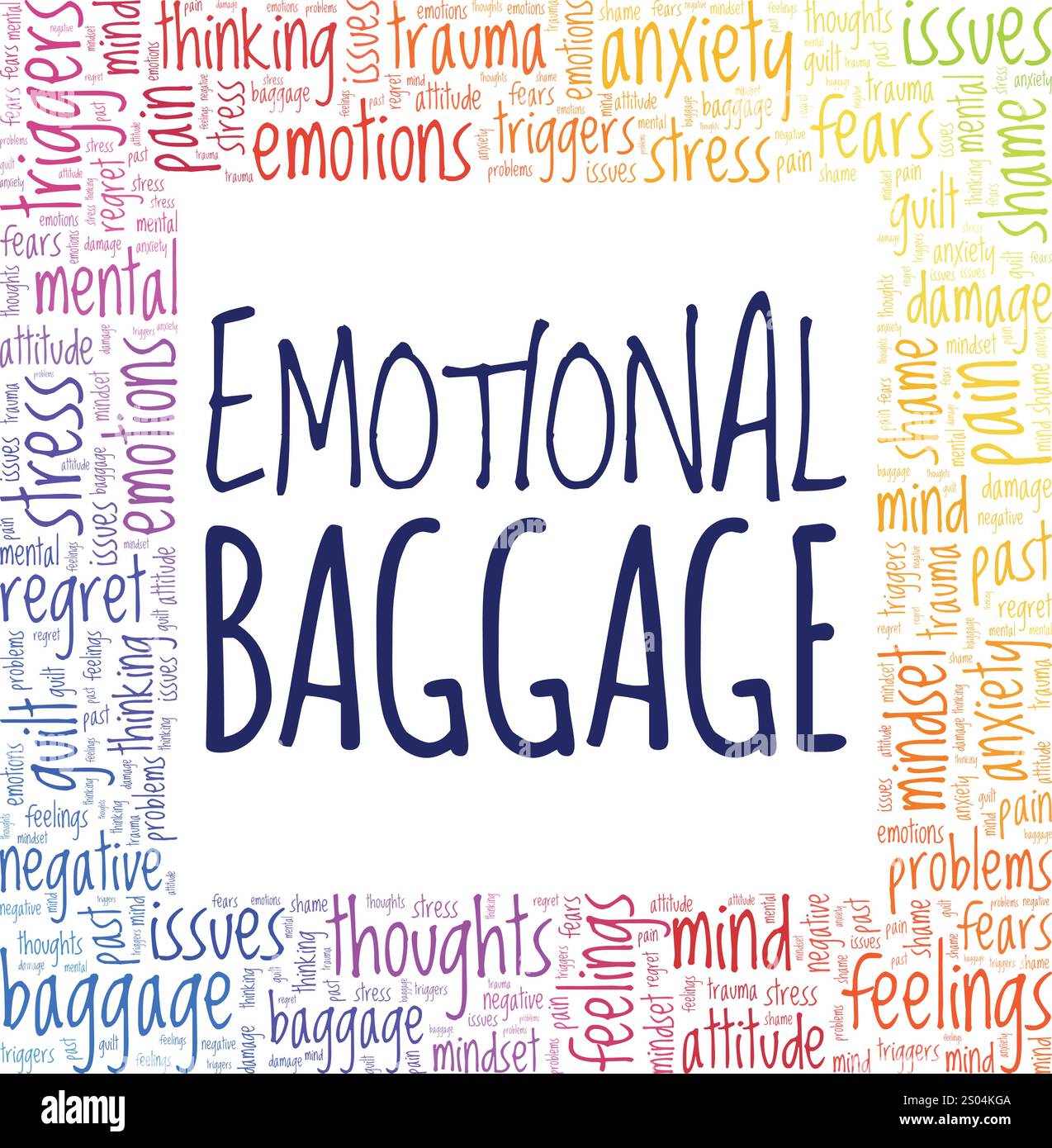 Emotional Baggage word cloud conceptual design isolated on white ...