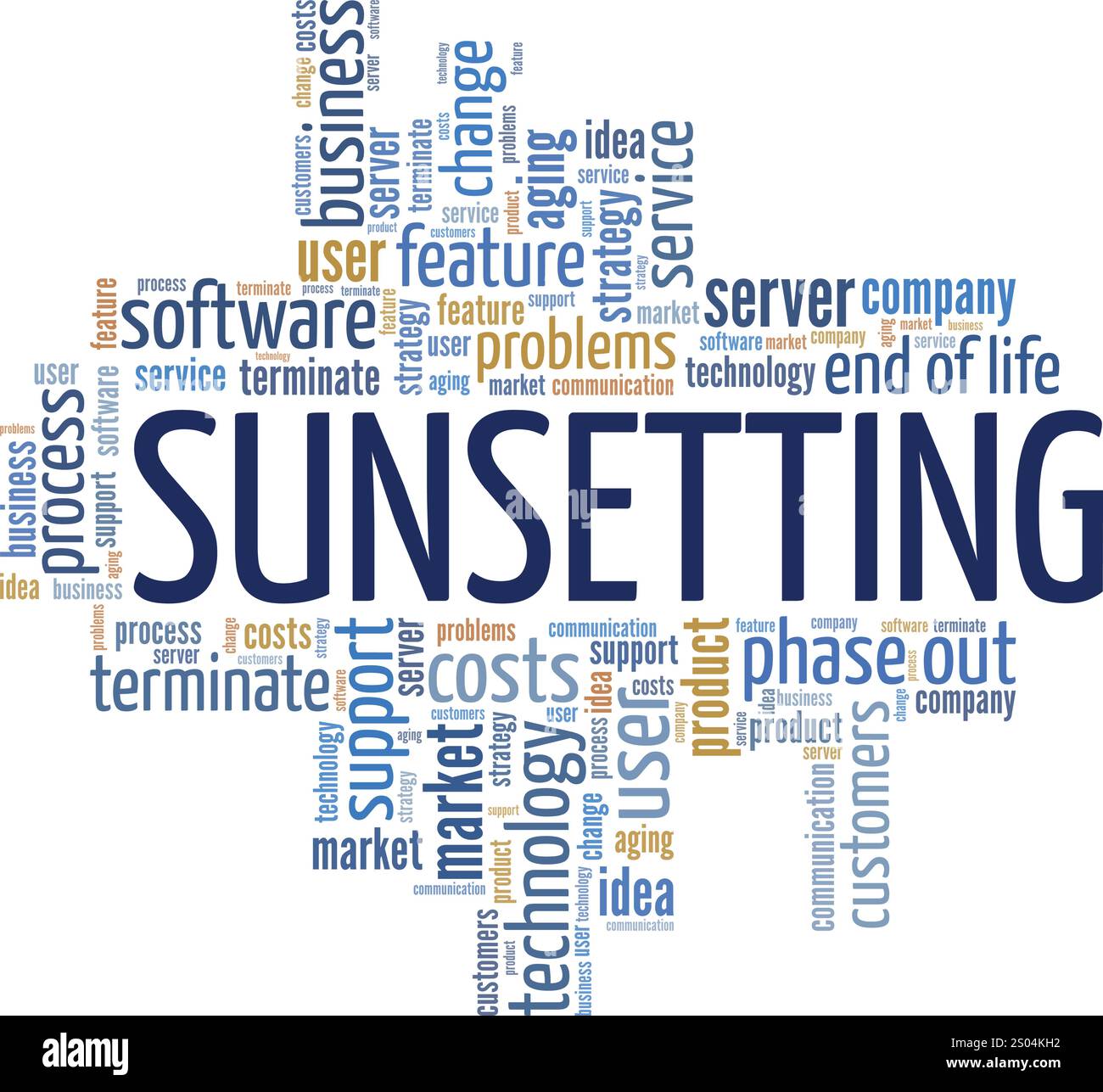 Sunsetting word cloud conceptual design isolated on white background ...