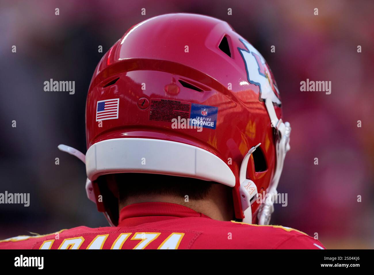 An Inspire Change logo is seen on the helmet of Kansas City Chiefs ...