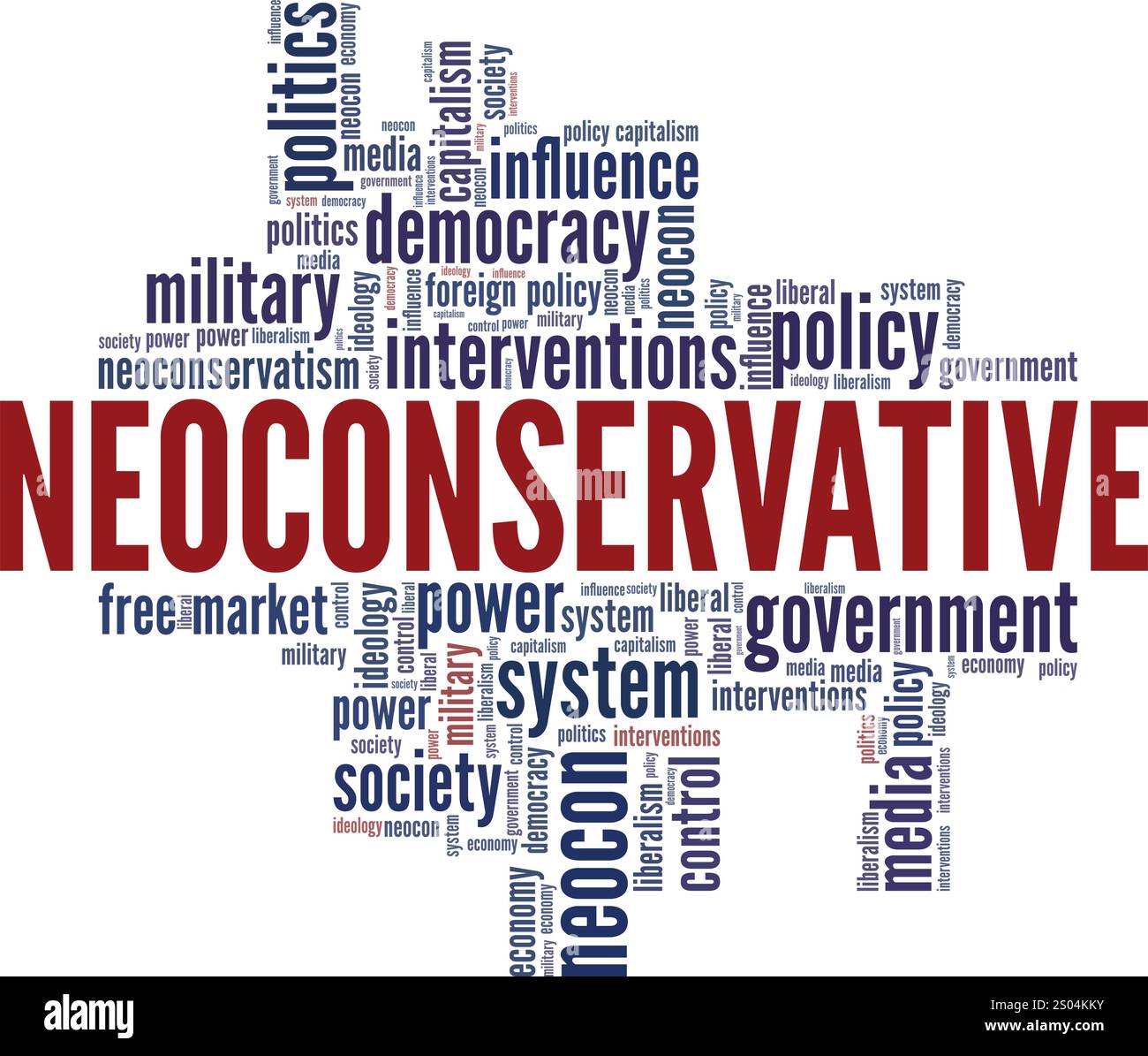 Neoconservative- Neocon word cloud conceptual design isolated on white ...