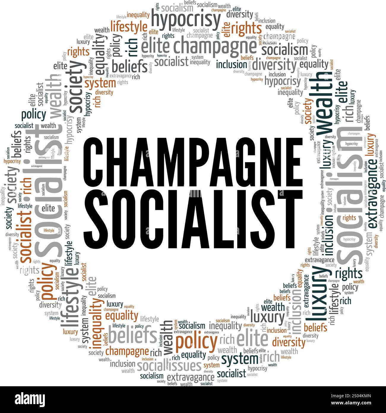 Champagne Socialist word cloud conceptual design isolated on white ...