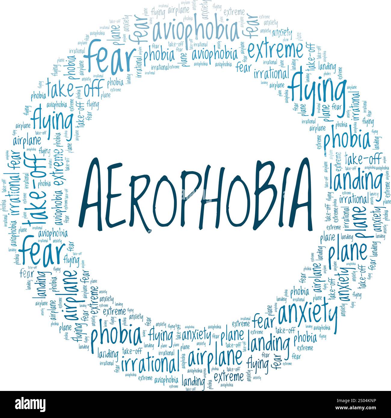 Aerophobia: Fear of Flying word cloud conceptual design isolated on ...