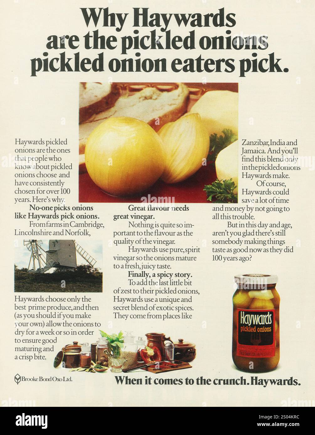 1973 UK Haywards pickled onions ad Stock Photo - Alamy