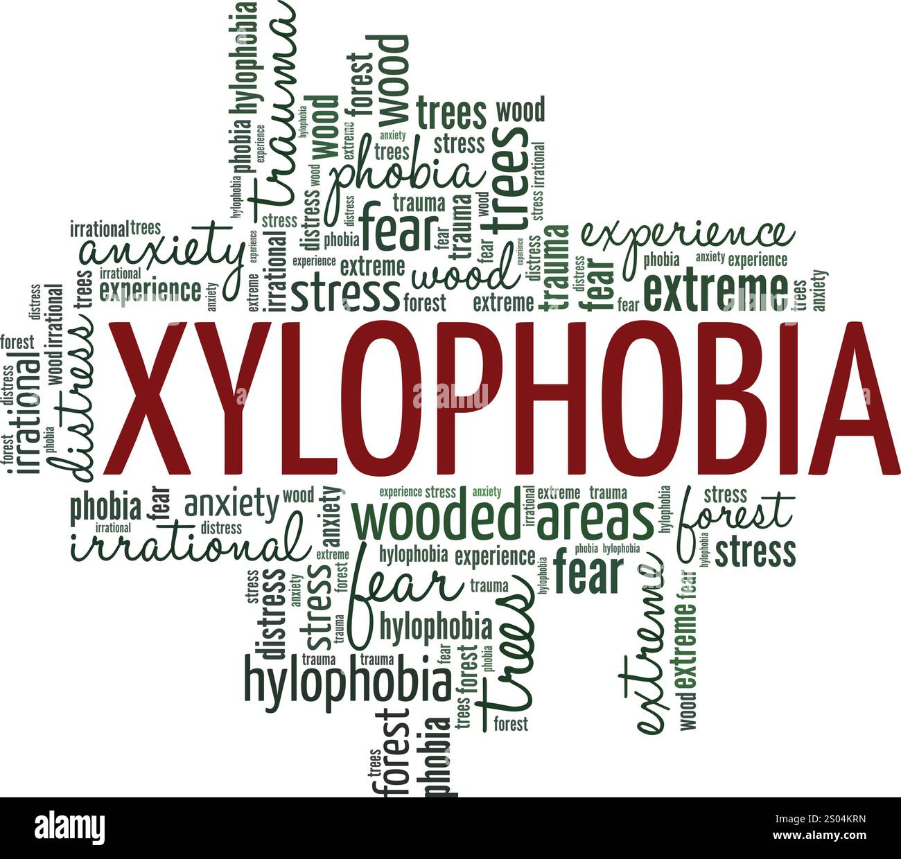 Xylophobia: Fear of Wooded Areas word cloud conceptual design isolated ...