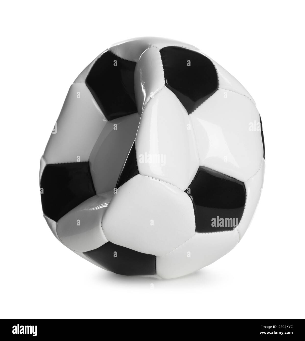 One deflated soccer ball isolated on white Stock Photo - Alamy