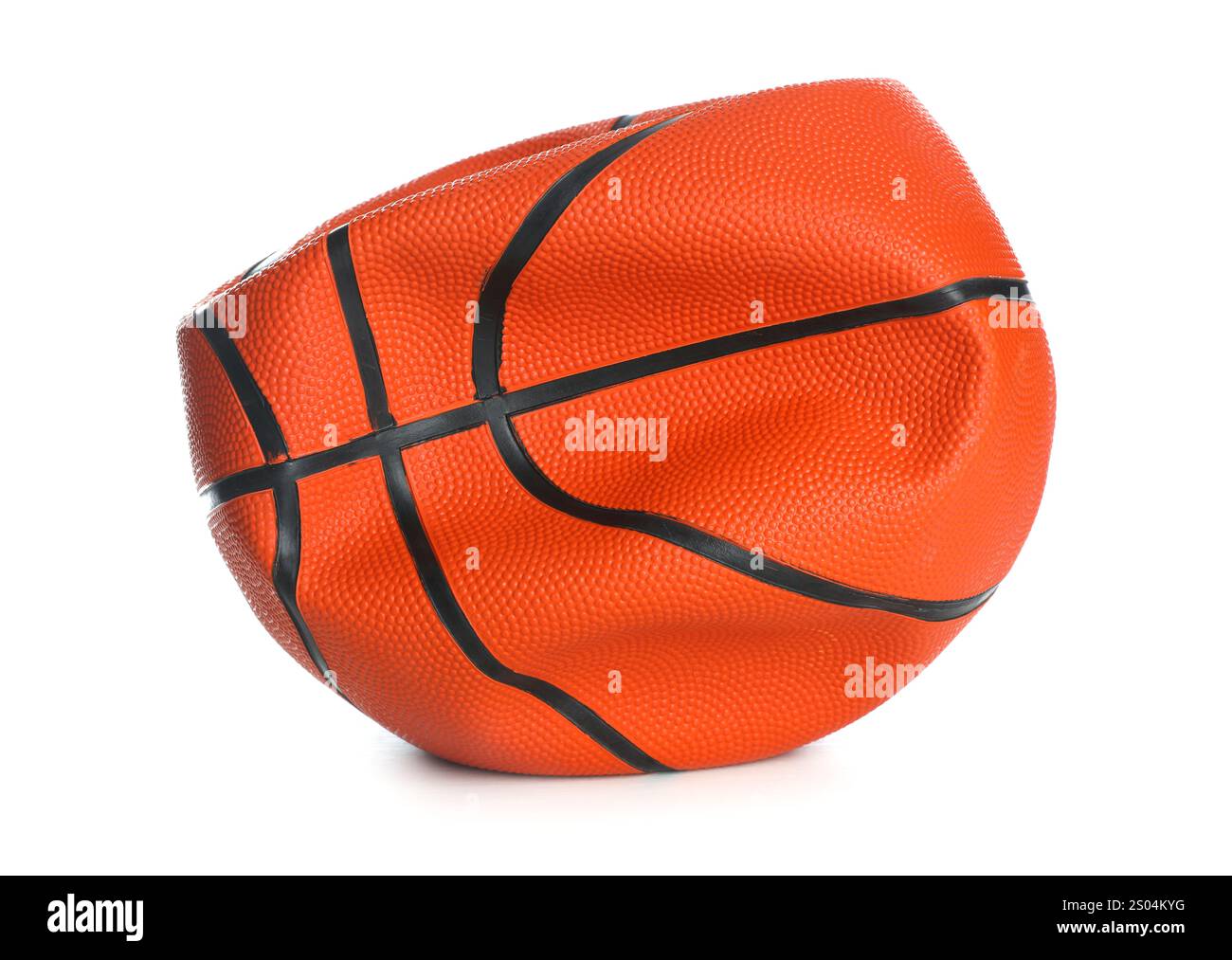 One deflated basketball ball isolated on white Stock Photo - Alamy