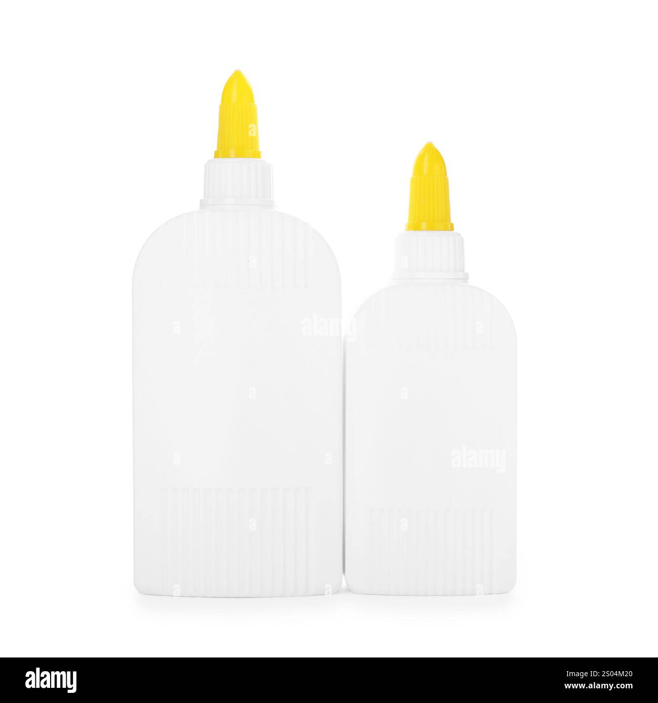 Bottles of glue with caps isolated on white Stock Photo - Alamy