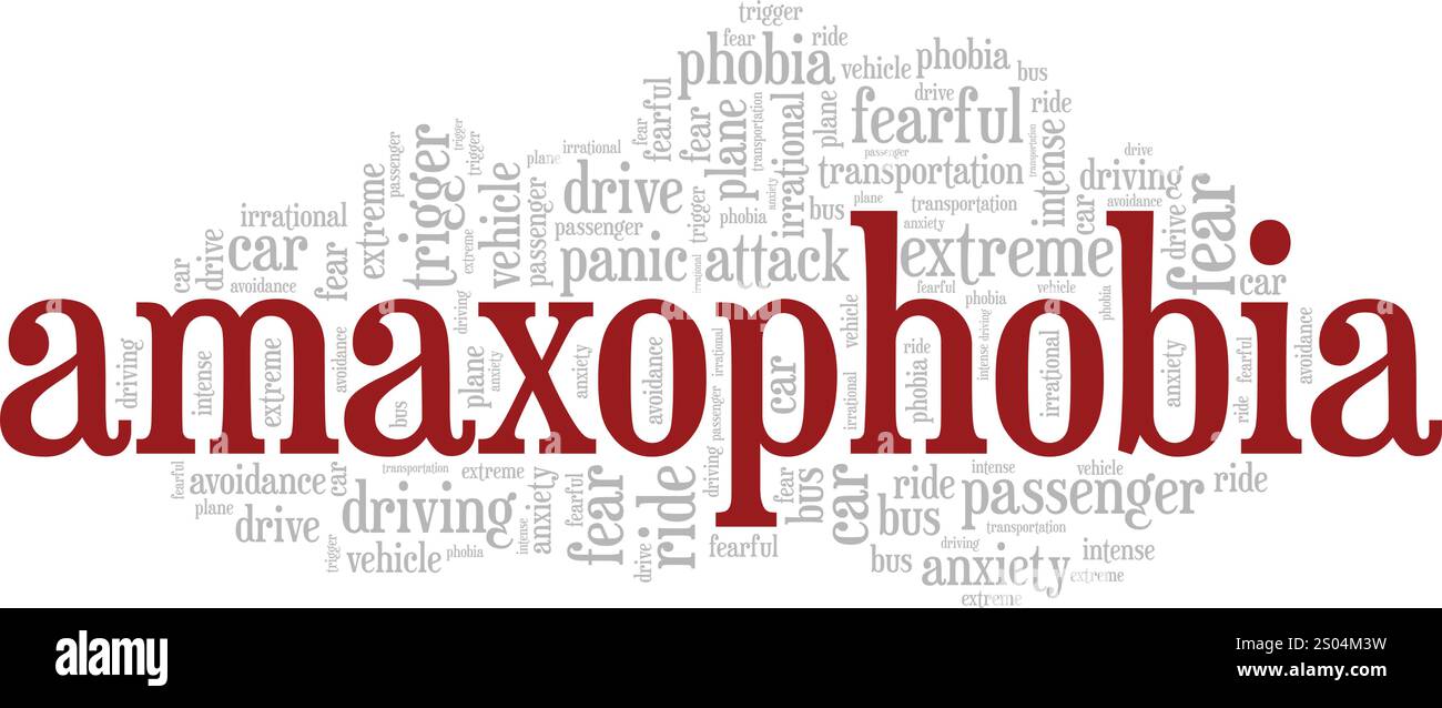 Amaxophobia: Fear of Driving word cloud conceptual design isolated on ...