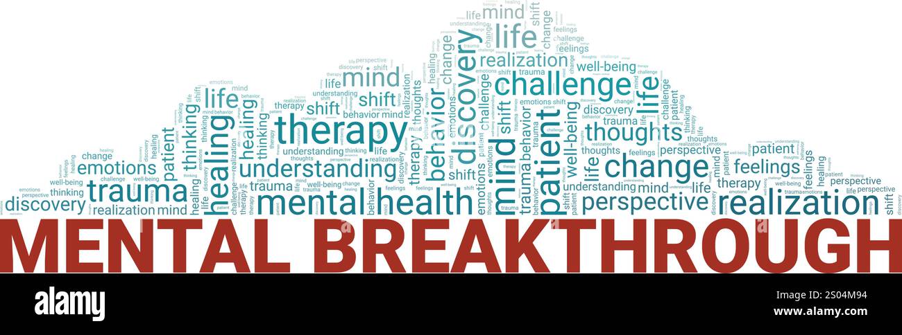 Mental Breakthrough word cloud conceptual design isolated on white ...