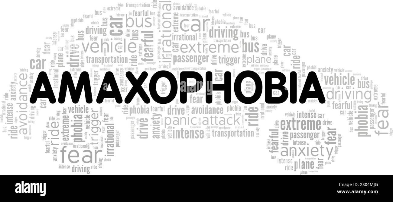 Amaxophobia: Fear of Driving word cloud conceptual design isolated on white background Stock ...