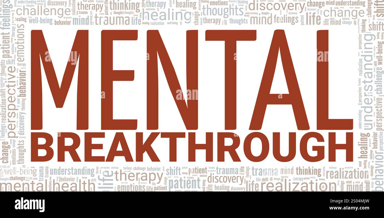 Mental Breakthrough word cloud conceptual design isolated on white ...