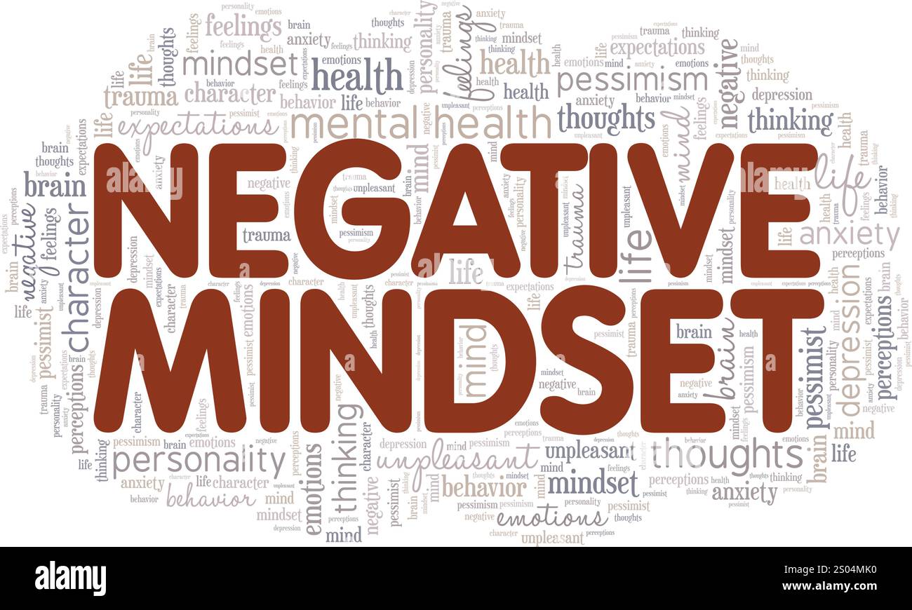 Negative Mindset word cloud conceptual design isolated on white ...