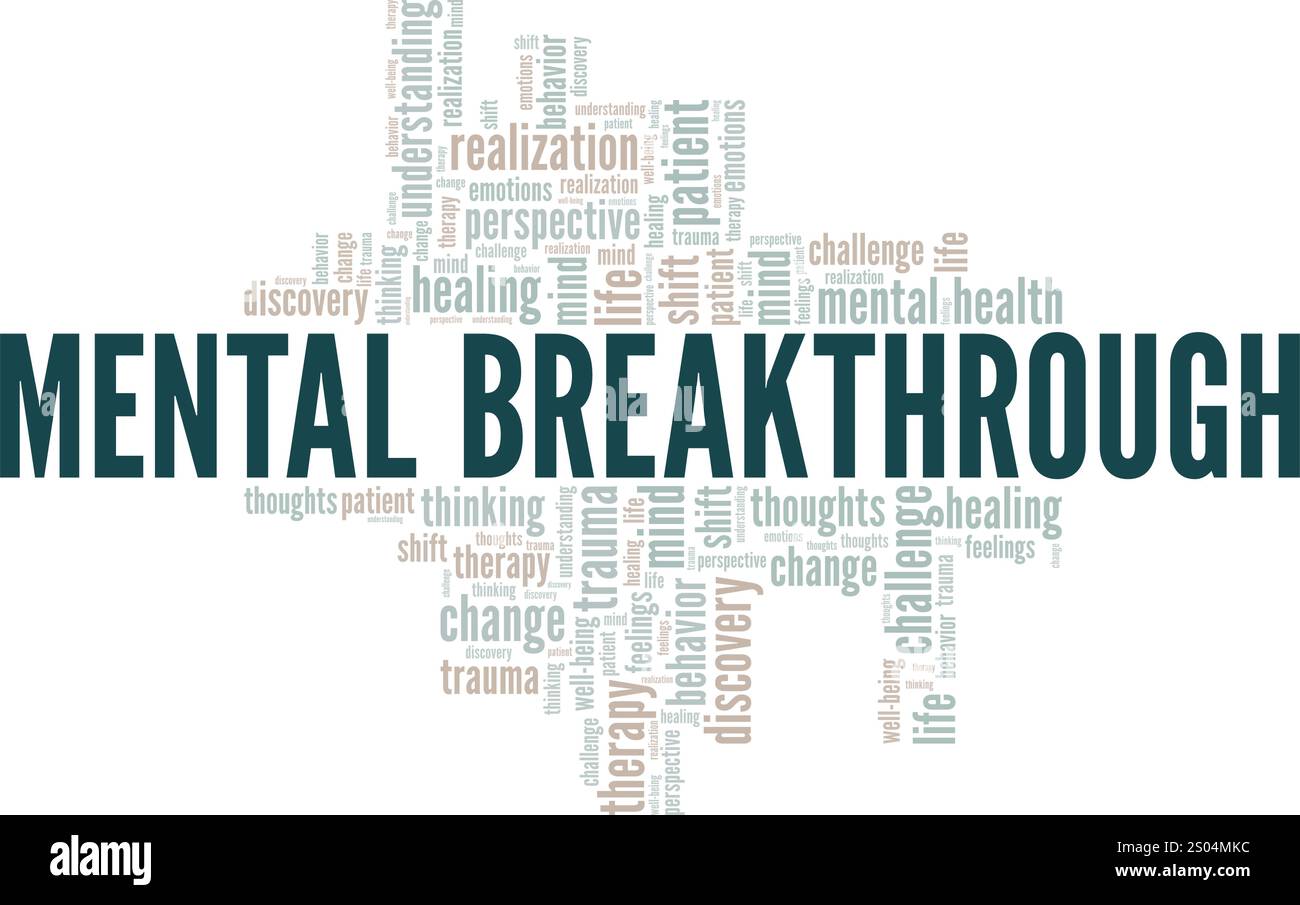 Mental Breakthrough word cloud conceptual design isolated on white ...