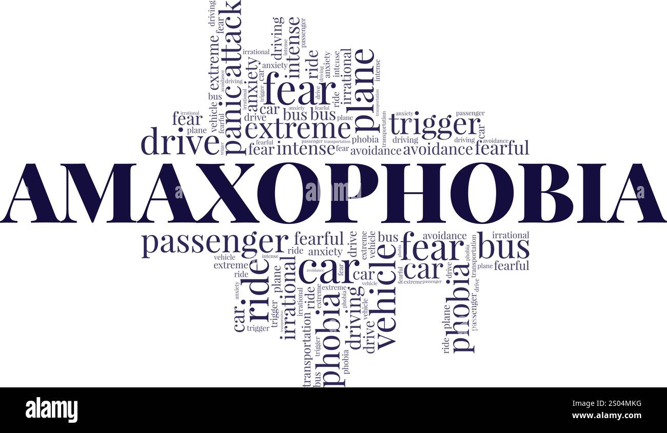 Amaxophobia: Fear of Driving word cloud conceptual design isolated on ...