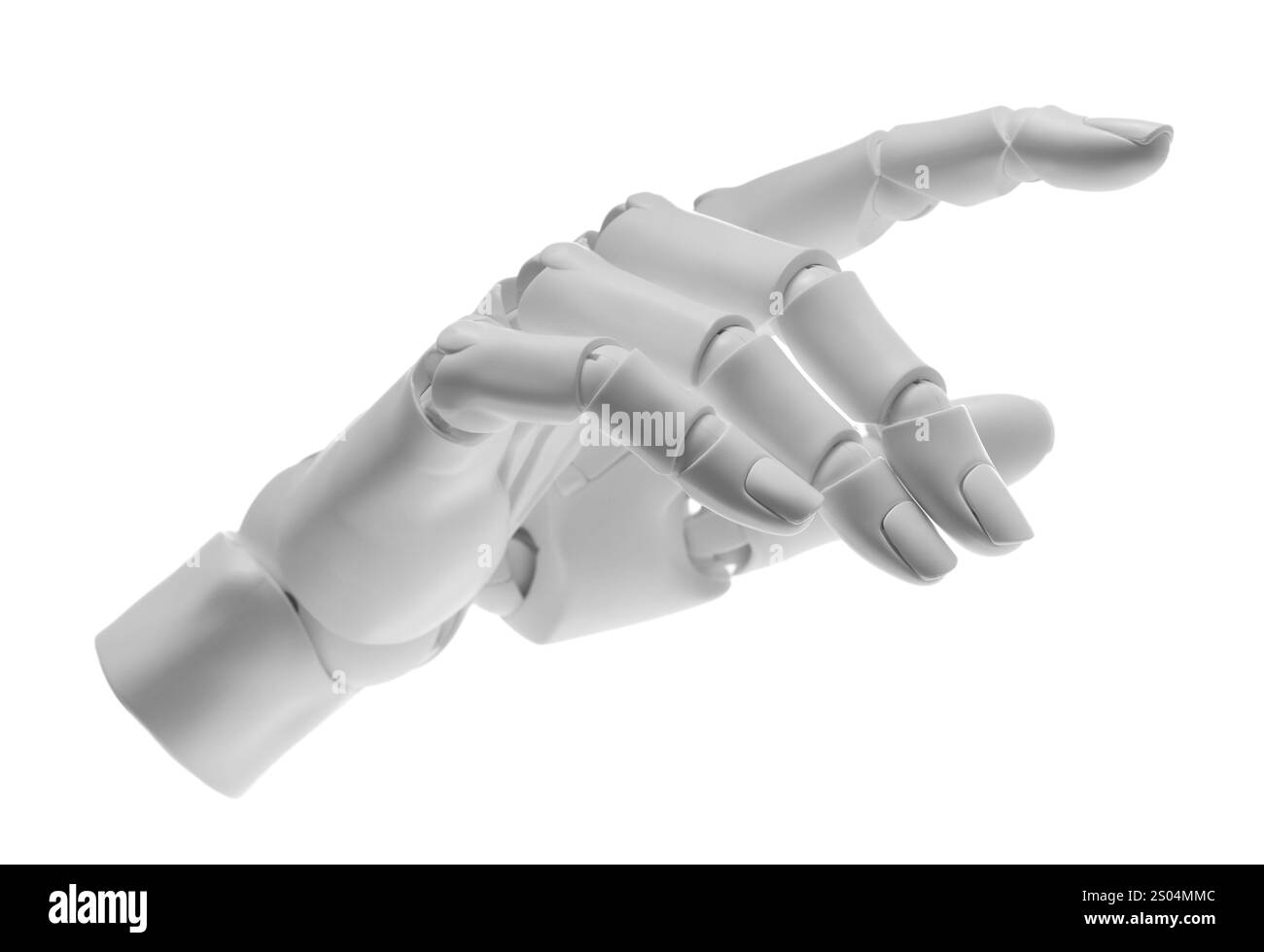 Artificial intelligence. Robot hand gesturing on white background Stock ...