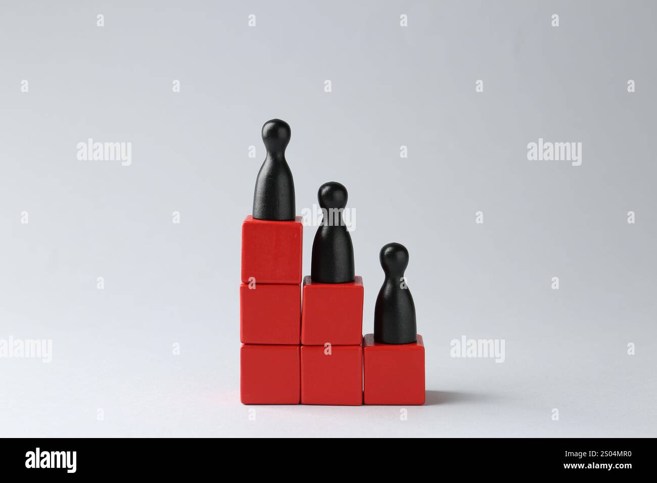 Competition concept. Human figures on ladder against light background ...