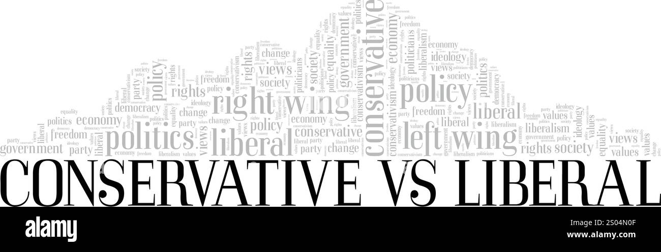Conservative vs Liberal word cloud conceptual design isolated on white ...