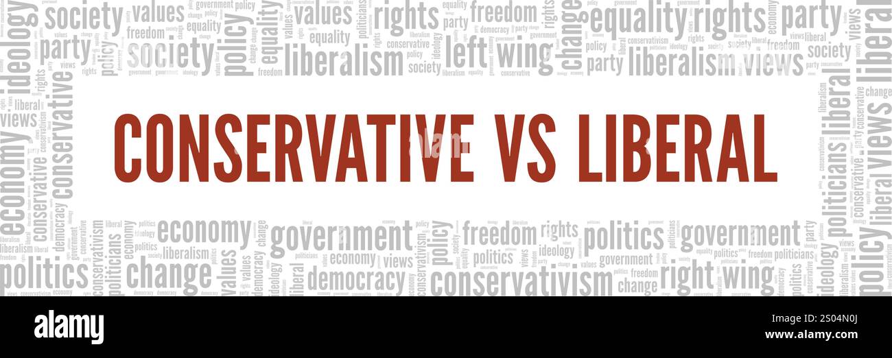 Conservative vs Liberal word cloud conceptual design isolated on white ...
