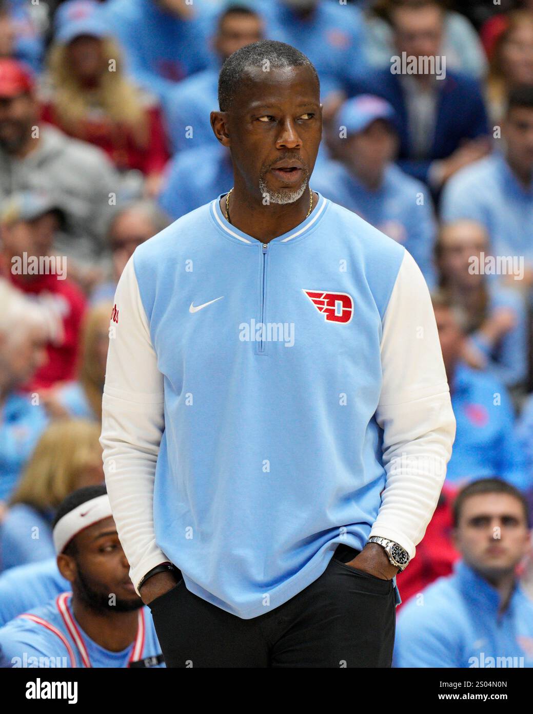 Dayton head coach Anthony Grant stands on the sidelines during an NCAA ...