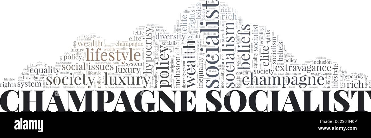 Champagne Socialist word cloud conceptual design isolated on white ...