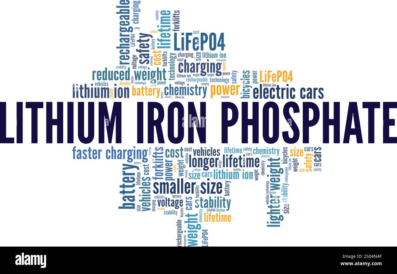 Lithium Iron Phosphate LiFePO4 word cloud conceptual design isolated on ...