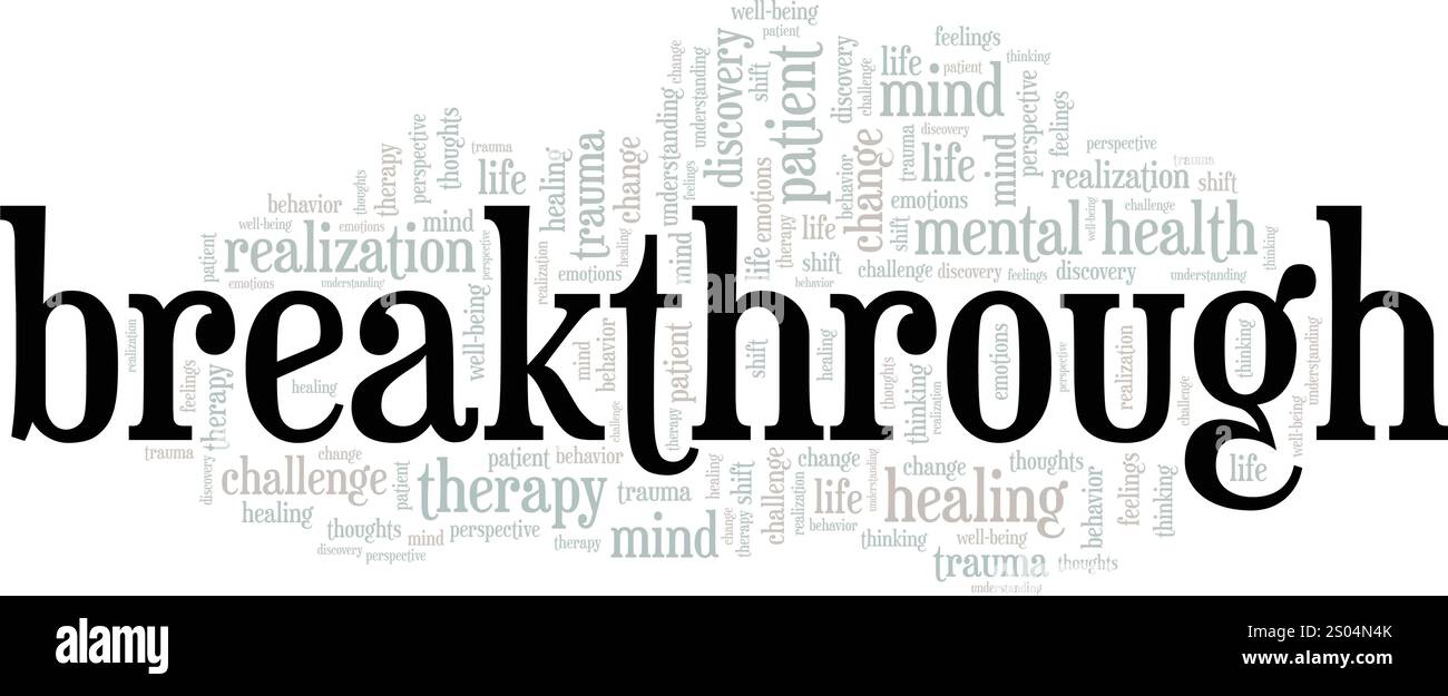 Mental Breakthrough word cloud conceptual design isolated on white ...