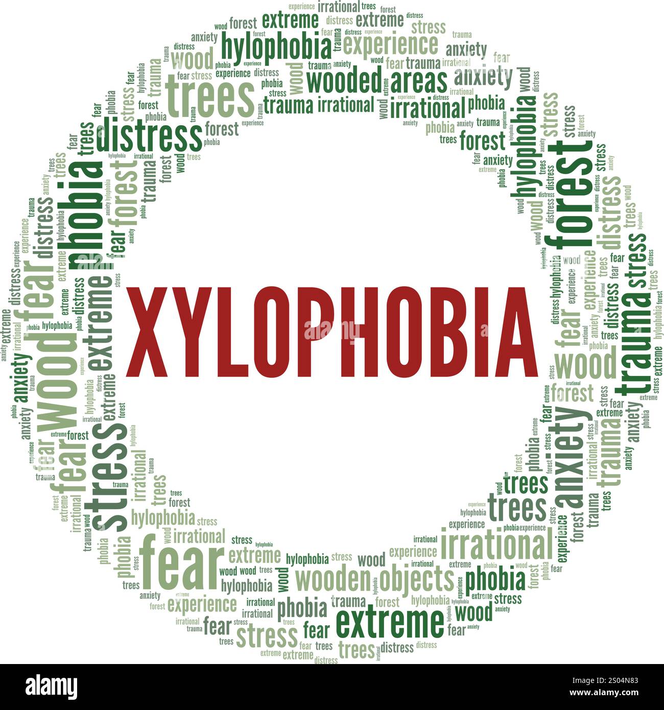 Xylophobia: Fear of Wooded Areas word cloud conceptual design isolated ...