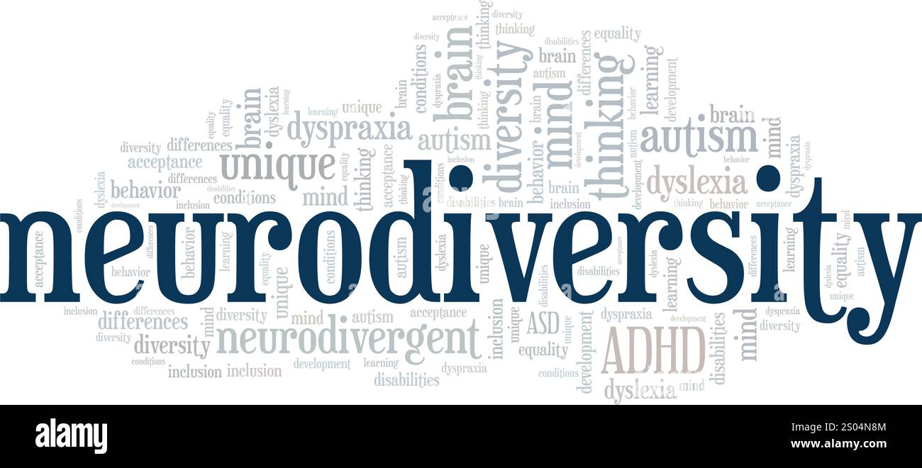 Neurodiversity word cloud conceptual design isolated on white ...