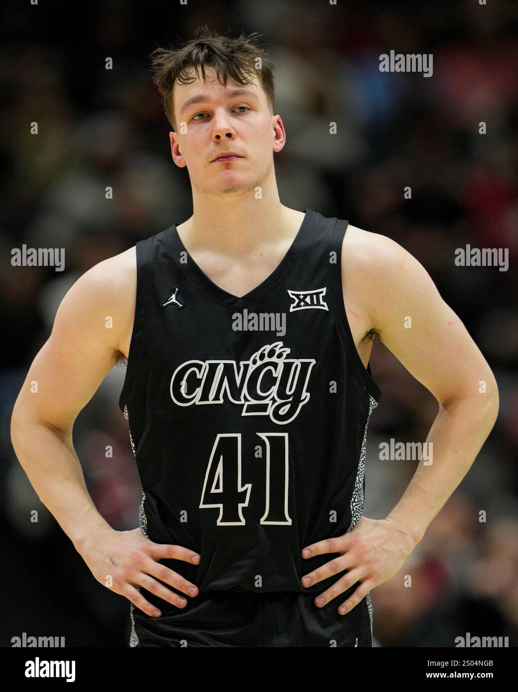 Cincinnati guard Simas Lukosius (41) plays during an NCAA college ...