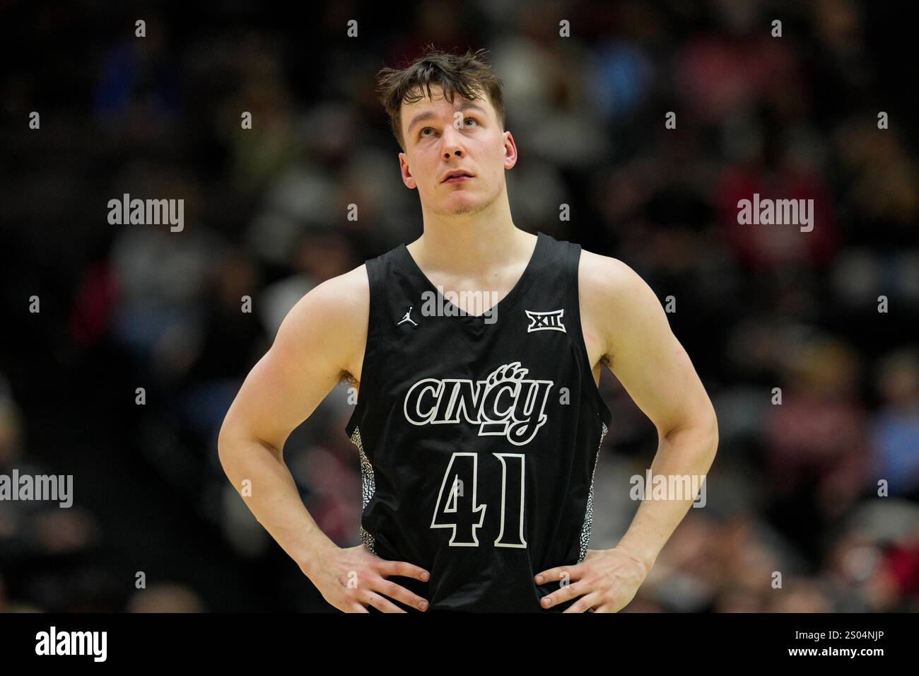 Cincinnati guard Simas Lukosius (41) plays during an NCAA college ...