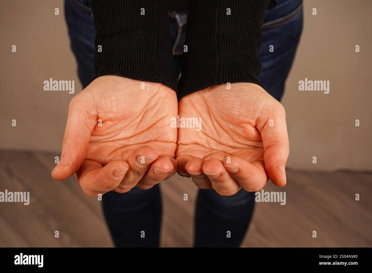 The palms are brought together in a pose of balance and unity ...