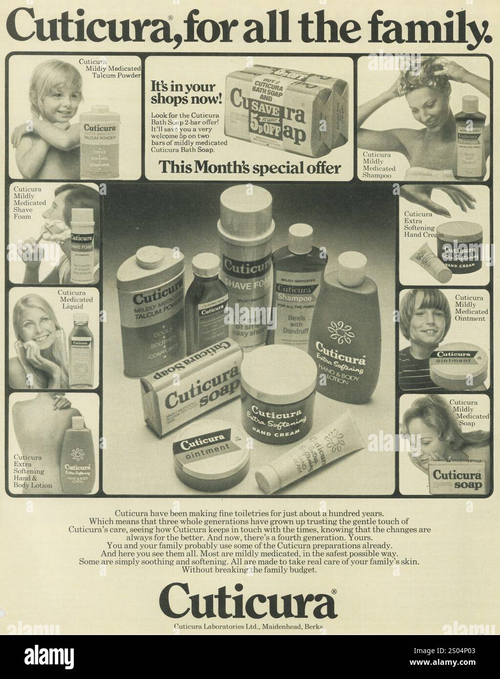 1973 UK Cuticura ad - for all the family Stock Photo - Alamy