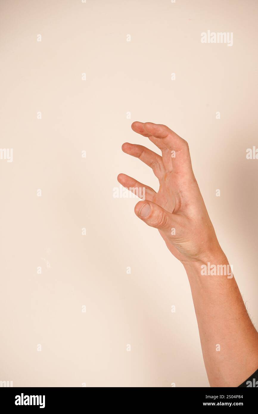 With fingers curved and spaced out, the hand replicates a cat's paw in ...