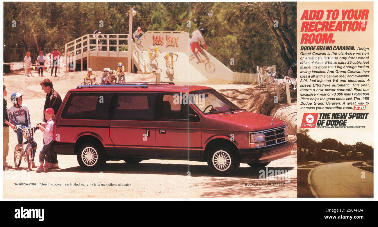 1988 Dodge Grand Caravan Minivan Ad - Recreation Room Stock Photo - Alamy