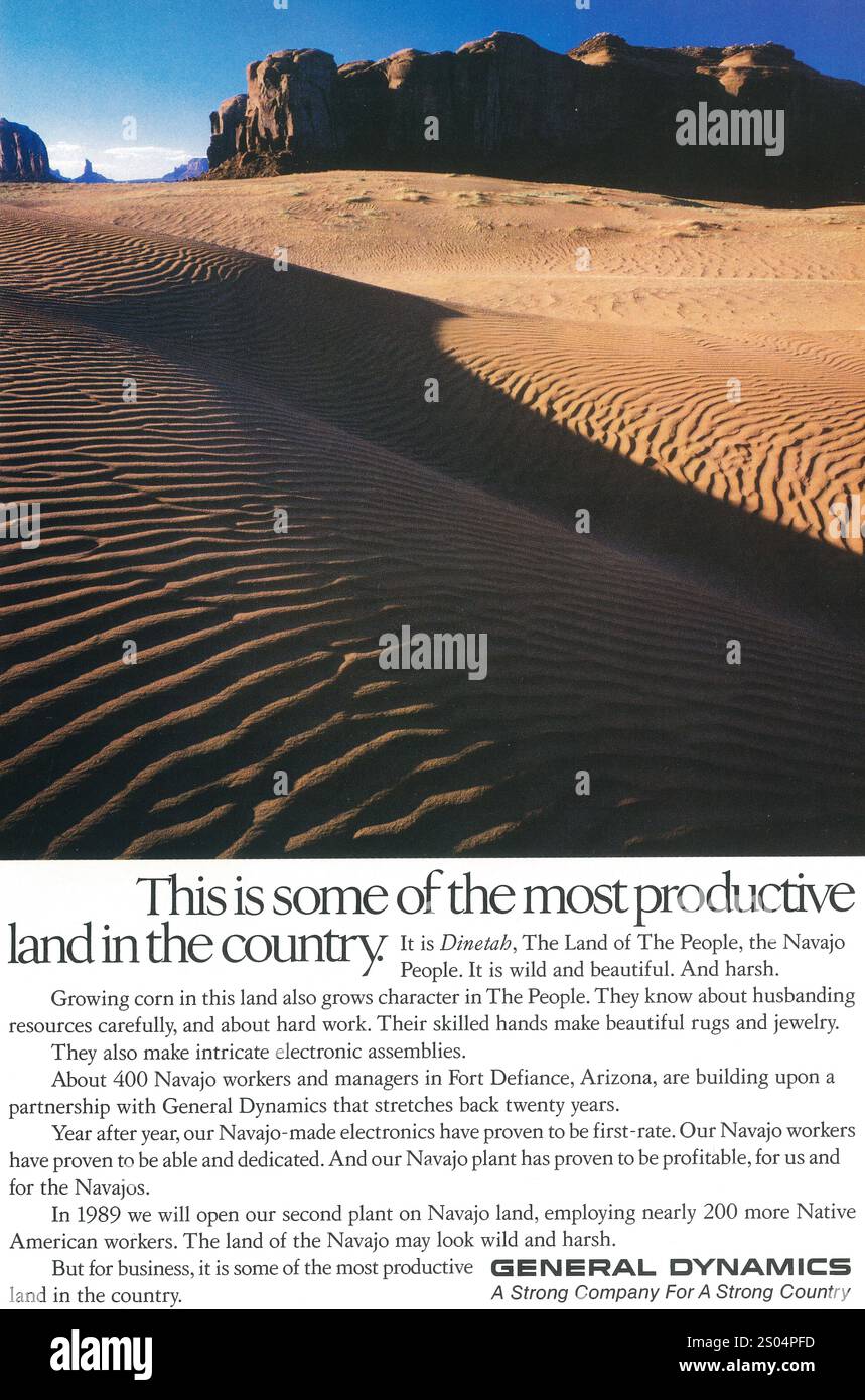 1988 General Dynamics ad - Navajo Desert - employing Native American ...