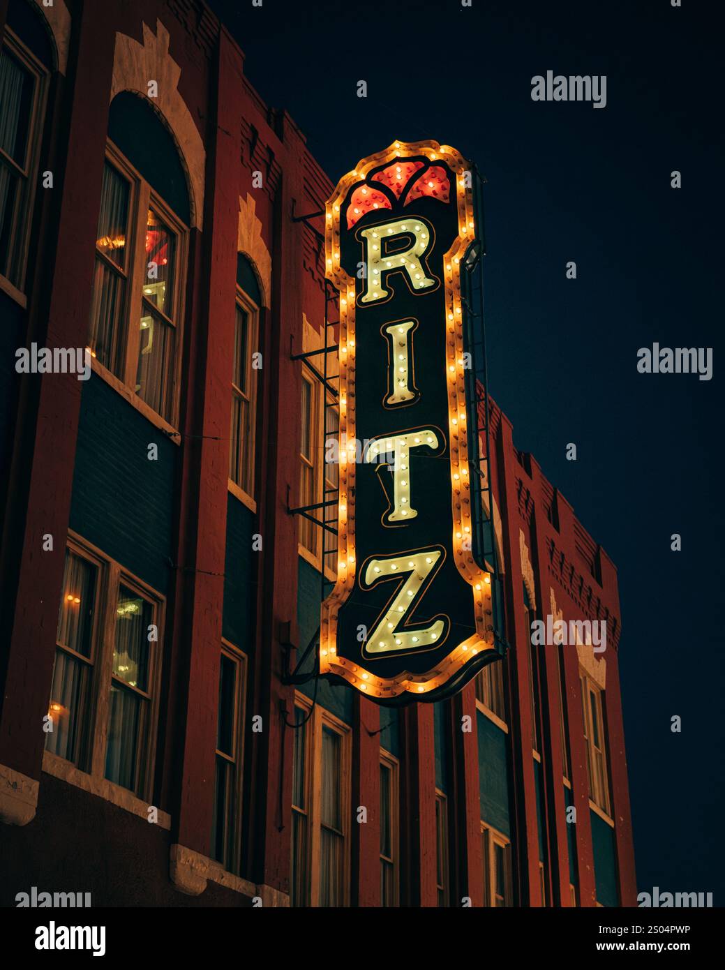 The Historic Ritz Theatre neon sign at night in Brunswick, Georgia ...