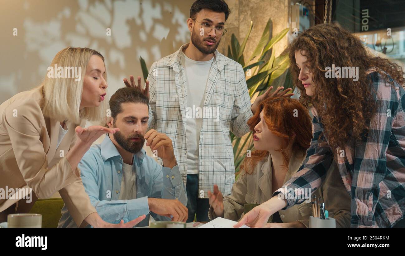 Business team disagreement argue conflict office coworking group angry ...