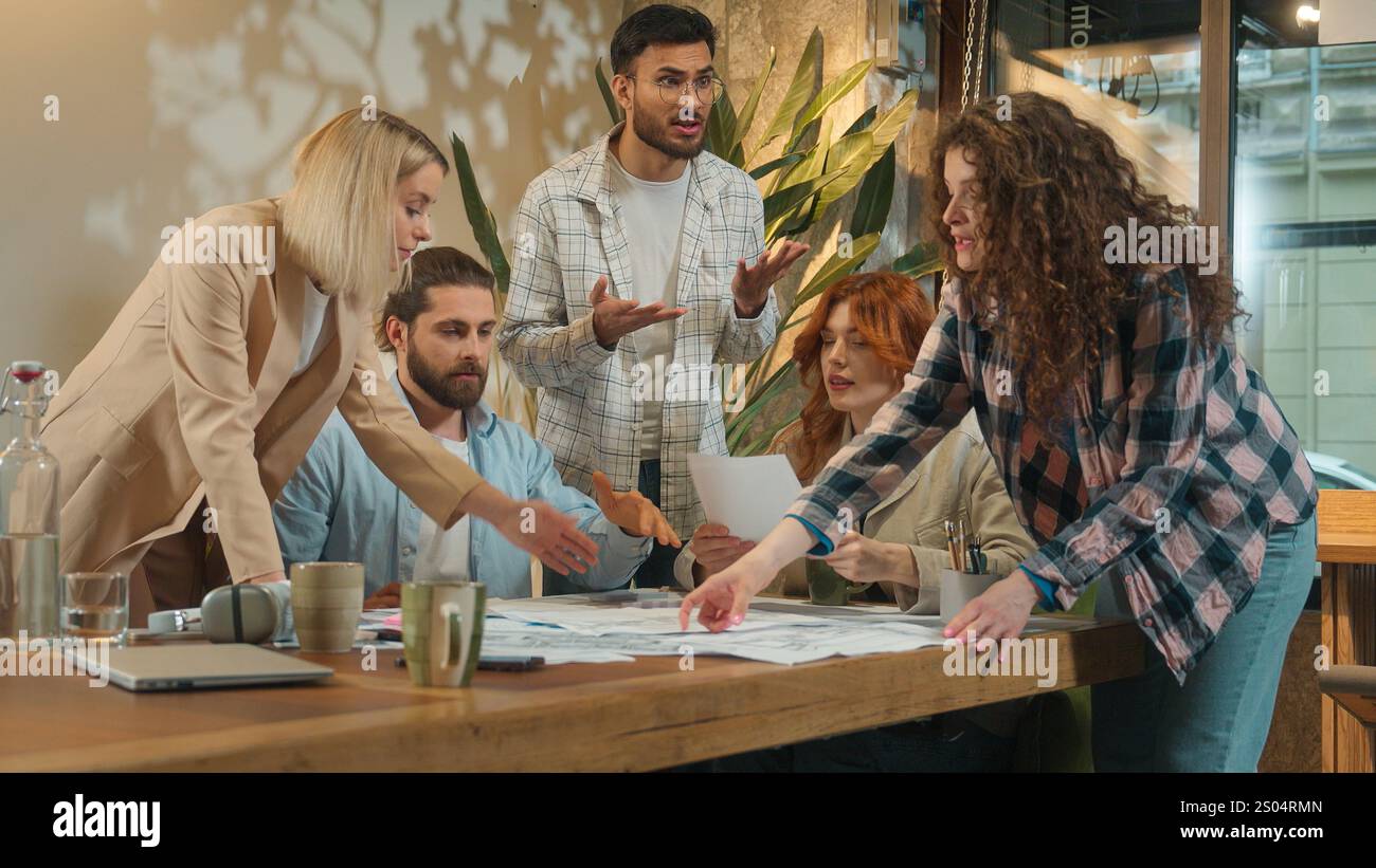 Business team group coworking men women multiracial male female ...